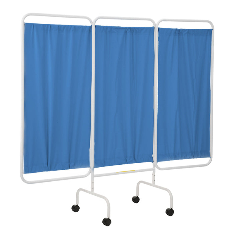 Portable Three Panel Patient Privacy Screen - Blue - UnoClean