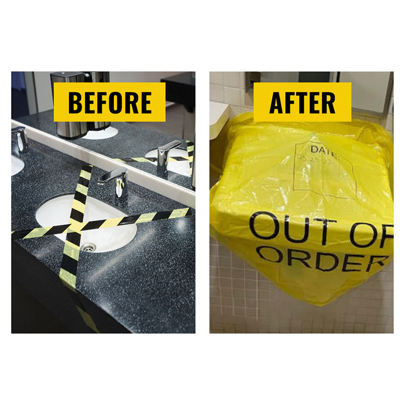 3 Pack Out of Order Ready Cover Urinal, Toilet and Sink Covers - UnoClean