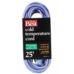 Cold Temperature Extension Power Cord - 16/3 - Blue - 25' Long - Heavy ...