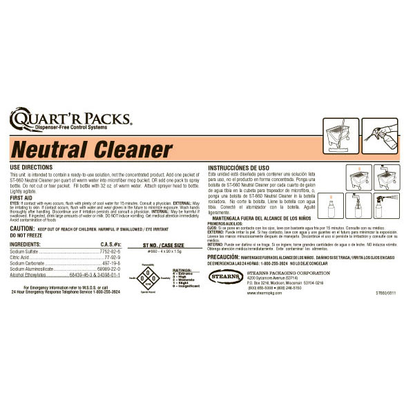 Stearns Quart'r Packs® ST-660 Neutral Floor Cleaner - Quart'r Packs ...